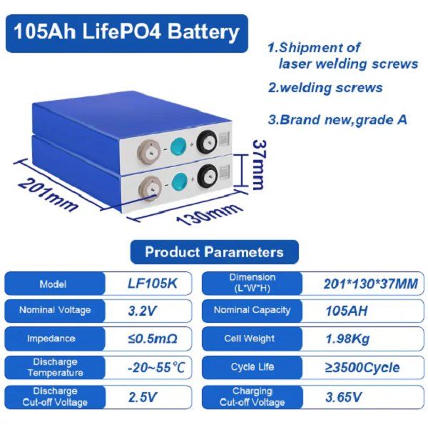 EVE 3.2V 105Ah Prismatic LiFePO4 Cell
